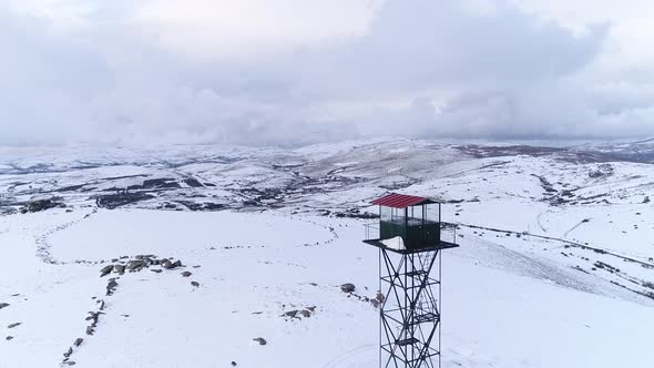 Watchtower on Mountain Snow, Stock Footage | VideoHive