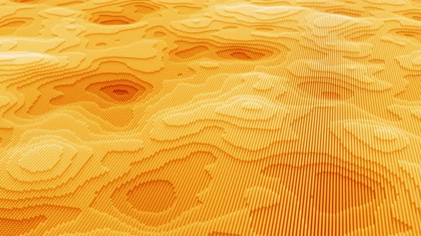 Digital Pixelated Terrain Landscape Contours 1 4K, Motion Graphics