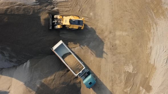 Overhead View of Bulldozer in Open Air Quarry, Stock Footage | VideoHive