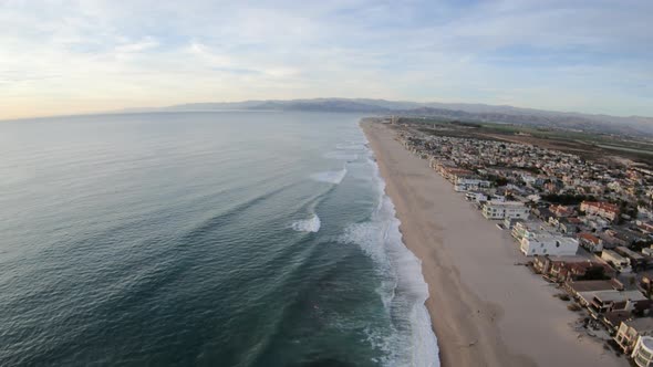 Oxnard Shores California Usa Beach Coastline Aerial Flyover Going North ...