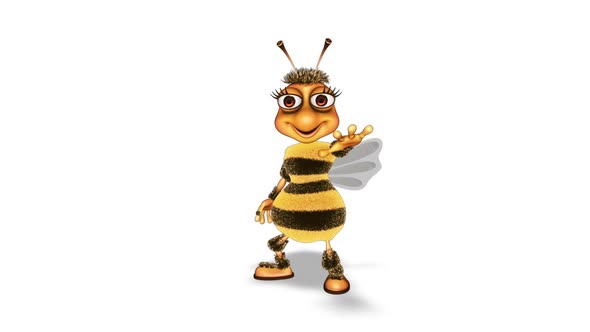 Cartoon Bee Dance Looped on White Background, Motion Graphics | VideoHive