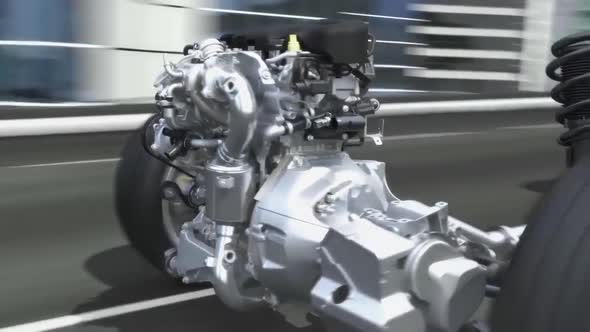 Animation of a Running Engine Animation with Camera Rotation Depth of ...