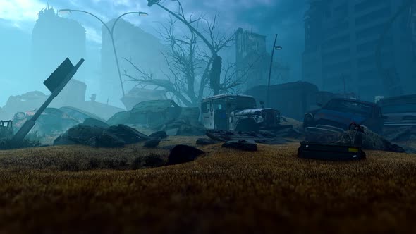 City Street Destroyed By Disaster, Motion Graphics | VideoHive