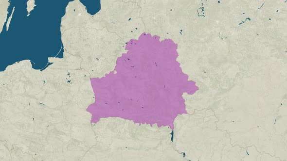 Zoom in to the Map of Belarus with Text Textless and with Flag, Motion ...