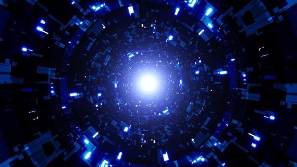 Blue Light Tech Pattern Tunnel, Motion Graphics | VideoHive