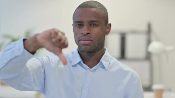 Portrait African Man Doing Thumbs Down Office, Stock Footage | VideoHive