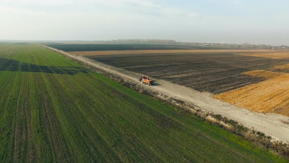 Tractor On A Rural Road, Stock Footage | VideoHive