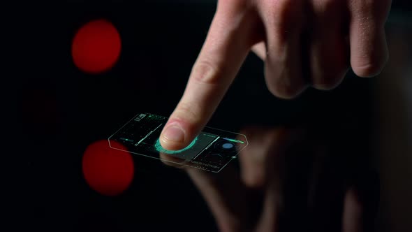 Closeup Fingerprint Health Scanner Display Information Analyse ...
