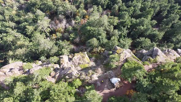 Mount Prevost, Vancouver Island. Rocky cliffs and tree-covered forest ...