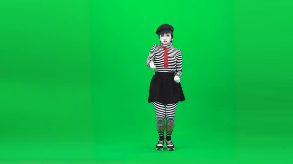 Mime Girl Is Driving a Car, Stock Footage | VideoHive