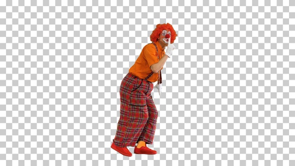 Shh be quiet! Clown making silence gesture, Alpha Channel, Stock Footage