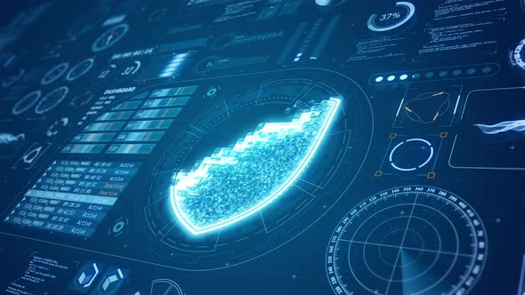 Head up display technology interface screen with futuristic 3D elements ...