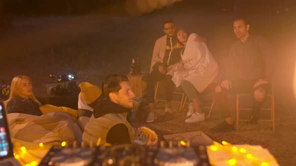 Friends Chilling Outside In Evening, Stock Footage | VideoHive