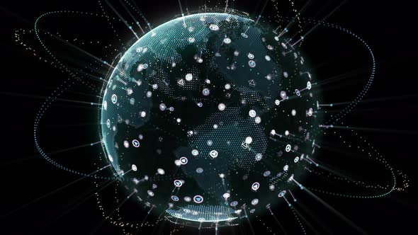 4k Futuristic Digital Earth Background, Motion Graphics | VideoHive