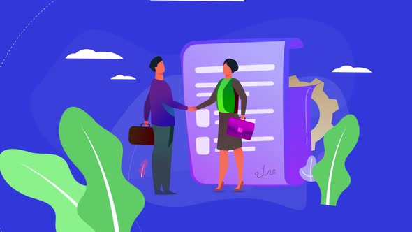 Business Agreement Contract Infographic Blue, Motion Graphics | VideoHive