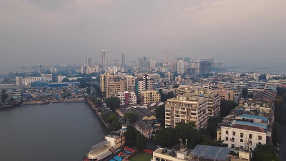 Aerial view of Colaba island, part of old Mumbai or South Mumbai ...