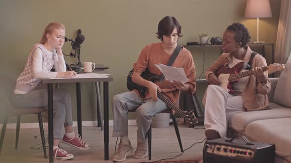 Music Band Writing Song Together at Home, Stock Footage | VideoHive