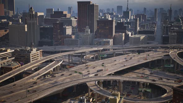 View to the Motorway Intersection in New York A Lot of Road Crossings ...