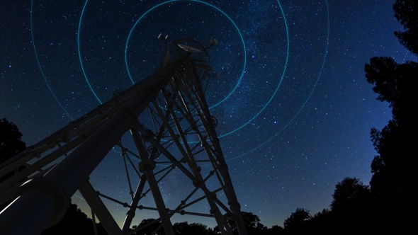 A communication tower that emits radio waves, Motion Graphics | VideoHive