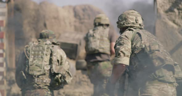 Squad Moving To Position During Battle, Stock Footage | VideoHive