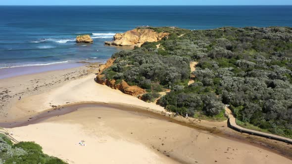 AERIAL Over A Limestone Rocky Point Lookout On Blue Sky Summer Day by ...