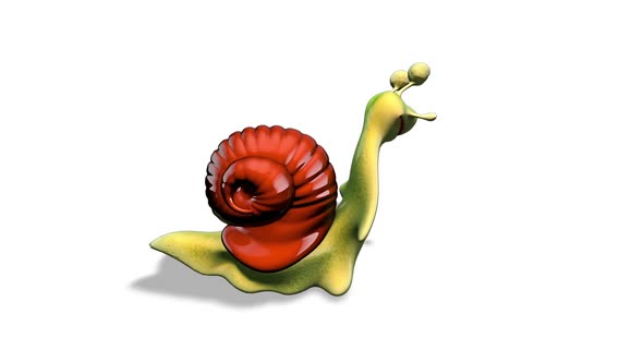 Fun 3D Snail Dance Show Looped on White, Motion Graphics | VideoHive