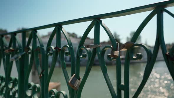 Padlock on the Fence of the Portuguese Roman Bridge the Southern Town ...