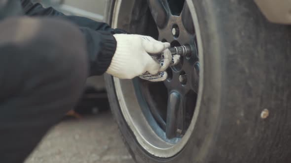 Replacement of a Punched Wheel in the Field, Stock Footage | VideoHive