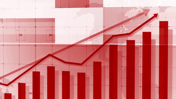 Red Color Business Growing Graph Chart Animated White Background ...