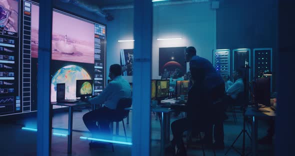 Boss Congratulating Operators with Successful Spacecraft Launch, Stock ...