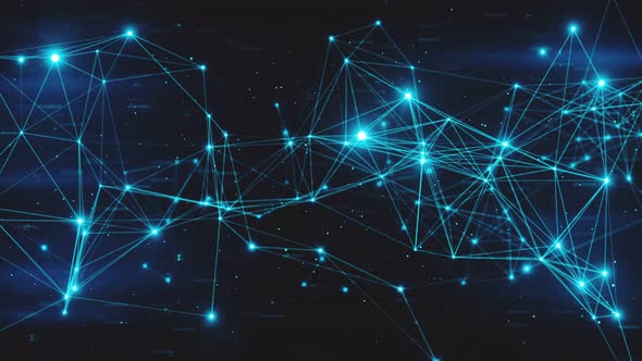 Abstract Flashing Connected Digital Data Nodes and Connection Paths on Any Type of Network ...