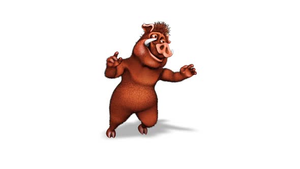 Cartoon Boar Dance Looped on White Background, Motion Graphics | VideoHive