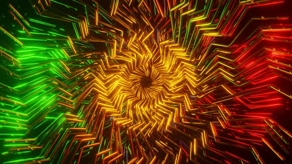 Abstract 3d Render of Rotating Curved Divergent and Converging Glow ...