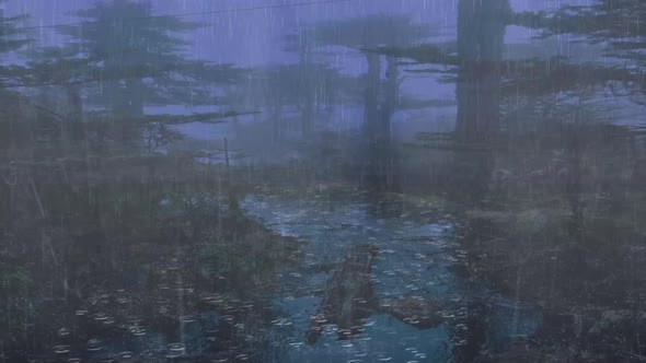 Strong Rain And Thunder In The Swamp Forest - Raining Night Jungle ...