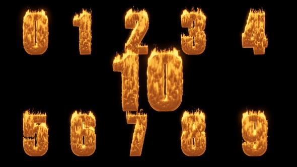 Fire Numbers Collections From 0 To Ten, Motion Graphics | VideoHive