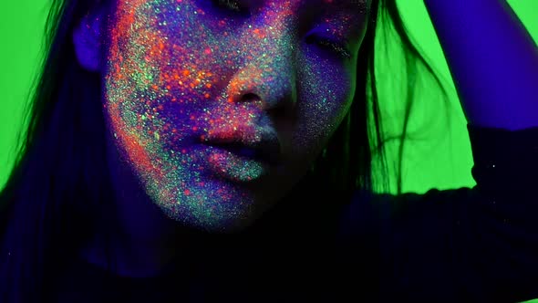 Faces with fluo effects, Stock Footage | VideoHive