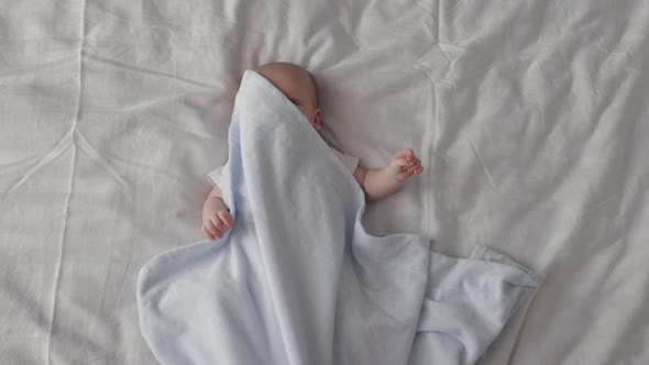 Happy Newborn Baby Hiding Under Soft Blanket, Stock Footage | VideoHive