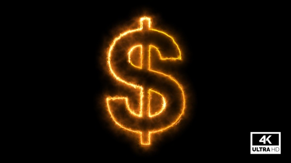 Growing & Burning Dollar Sign With Flame, Motion Graphics | VideoHive