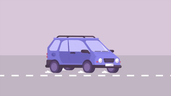 Isometric Car Is Driving On The Road 4K, Motion Graphics | VideoHive