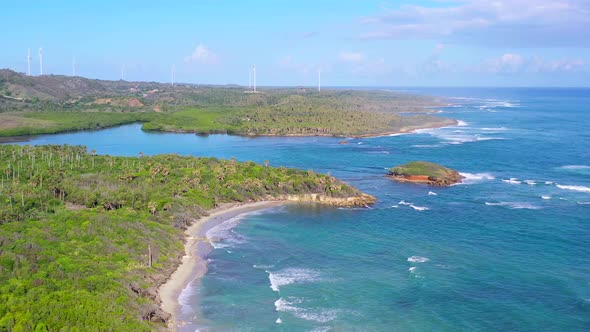 Aerial panoramic view of coast near Maimon in Dominican Republic, Stock ...