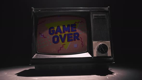 Game Over Title on a Tube TV Vintage 80's 90's, Stock Footage | VideoHive