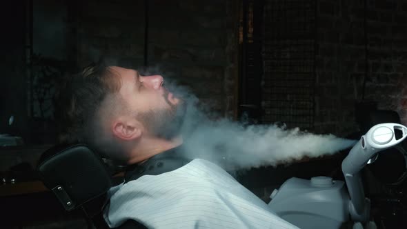 Shaving Process of Beards in Barbershop. Steam Shave, Stock Footage
