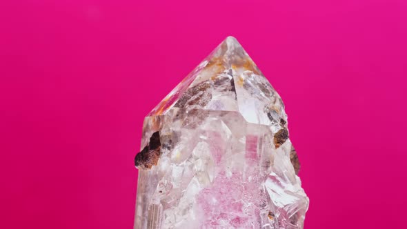 Mountain Quartz Crystal Isolated on Pink Background. Macro Shot, Stock ...