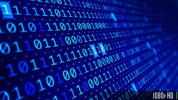 Closeup Futuristic Display of Binary Code 1's and 0's Looping, Motion ...