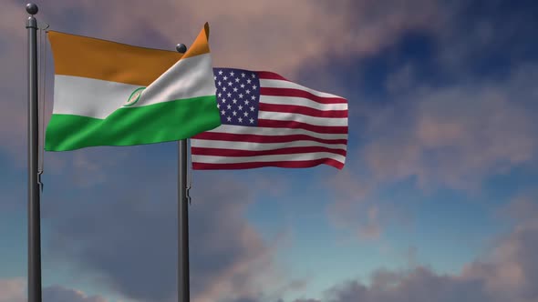 Miami City Flag Waving Along With The National Flag Of The USA - 2K ...