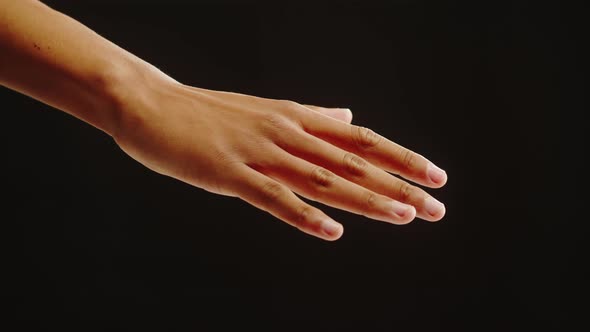 Black Skin Texture Closeup Hand Palm on Black Background, Stock Footage