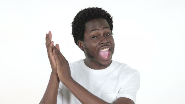 Clapping African Man Applauding, White Background, Stock Footage ...