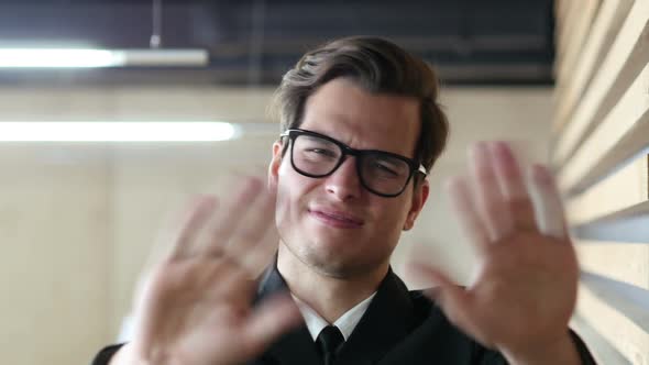 Disliking, Rejecting Denying Man in Suit, Portrait, Stock Footage ...