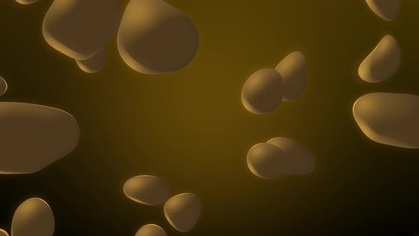 Rotating yellow liquid droplet cloud animation loop in zero gravity ...