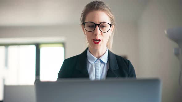 A Young Woman School Teacher Working From Home Using Her Laptop, Stock ...